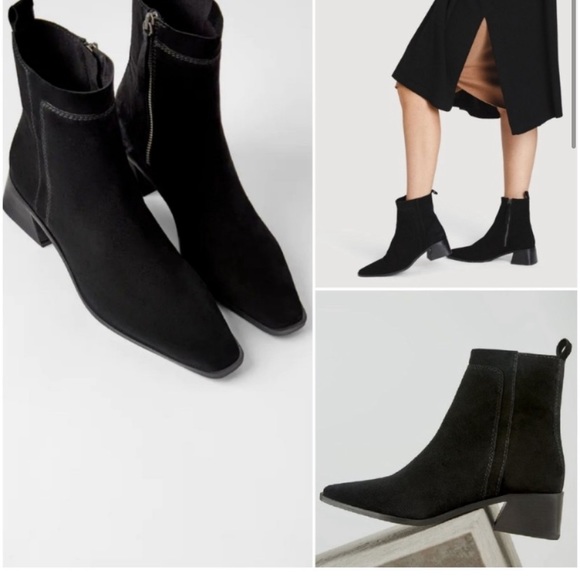 Zara | Shoes | Zara Nwot Square Toe Ankle Suede Booties Size 37 | Poshmark